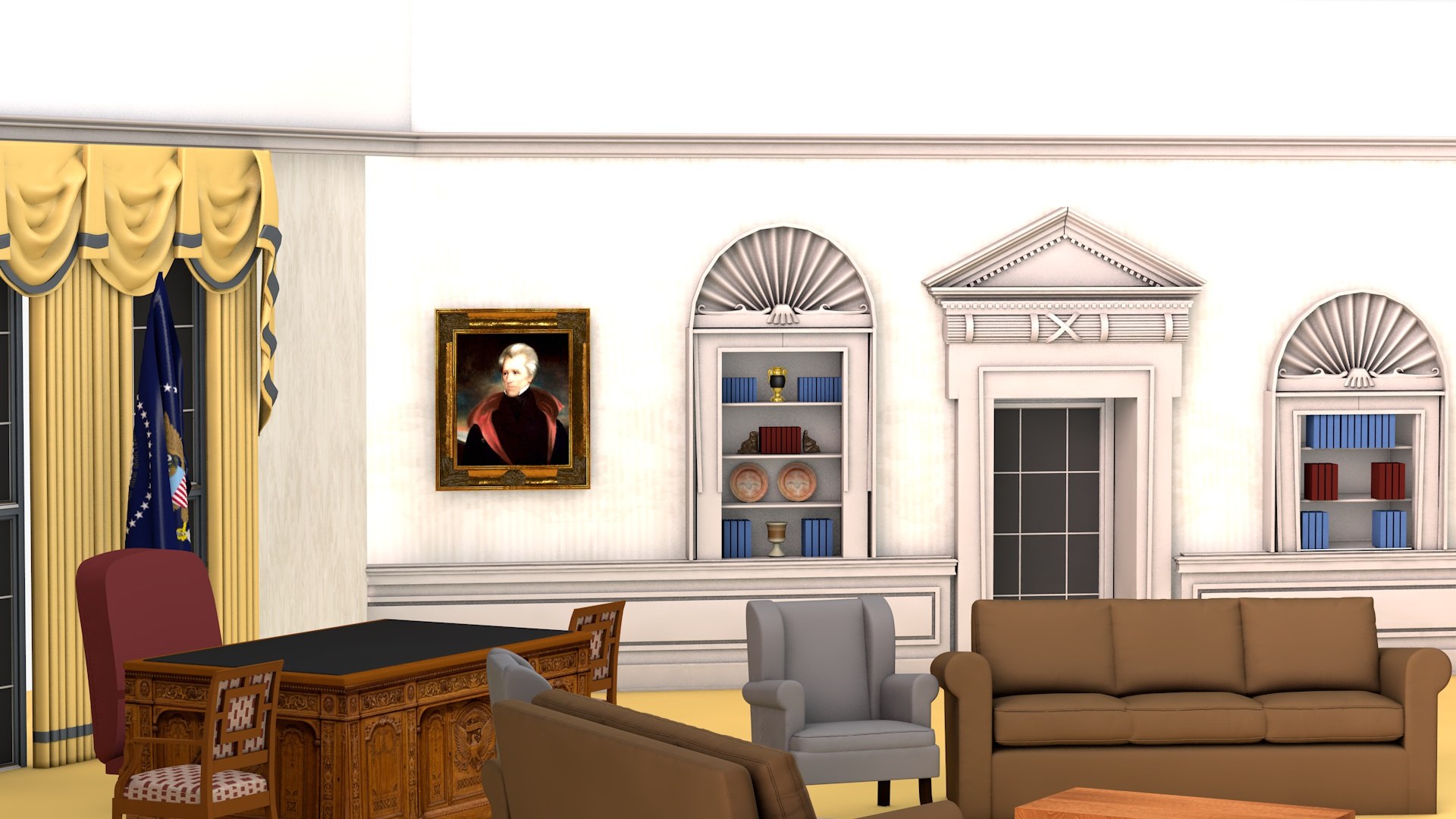 3D Oval Office - TurboSquid 2107847