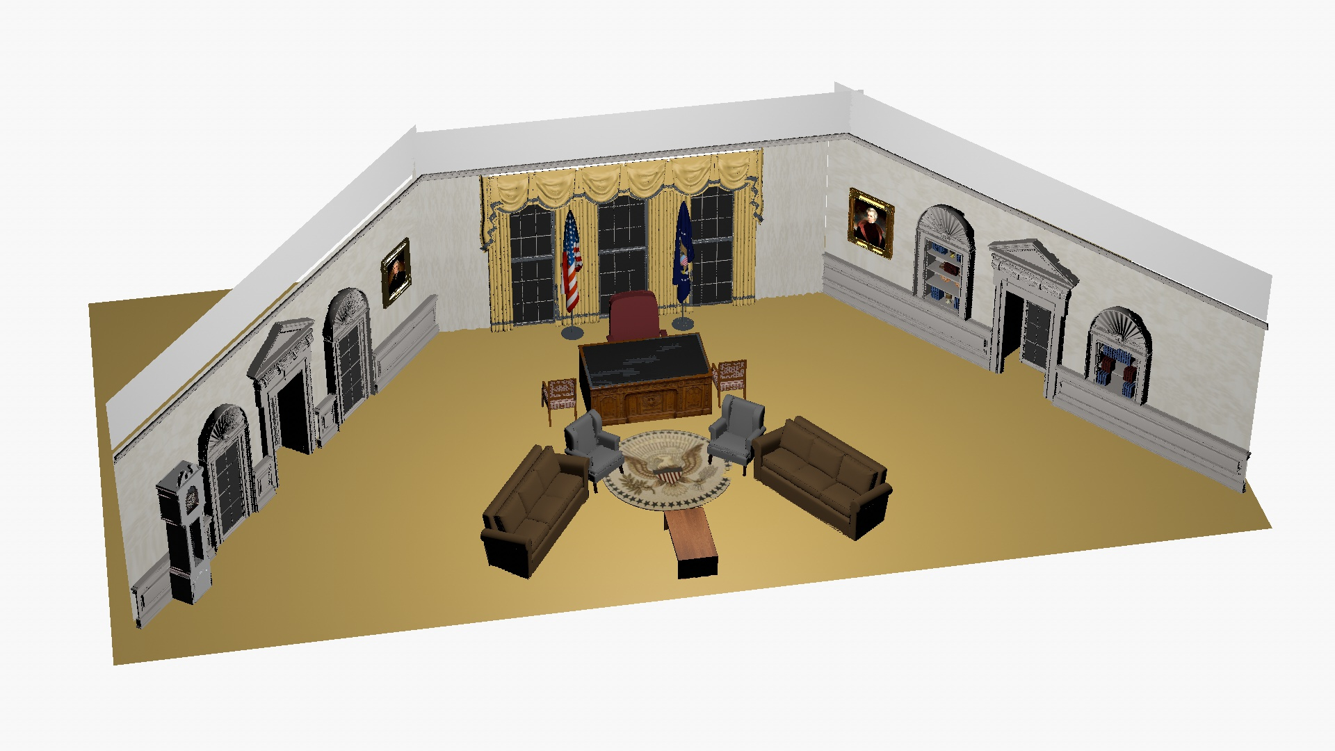 3D Oval Office - TurboSquid 2107847