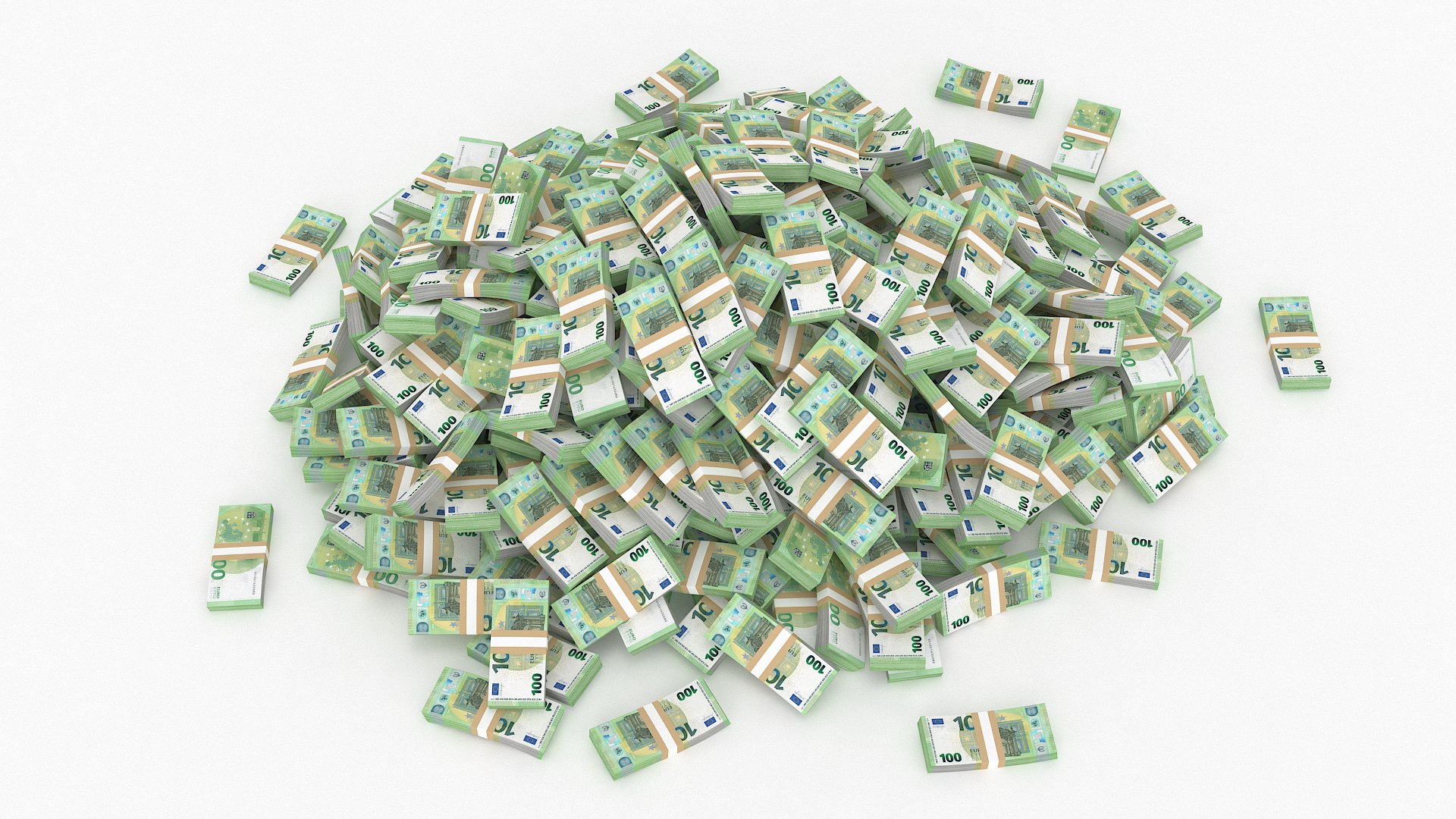 3D model 100 euros bill pile - TurboSquid 1647905