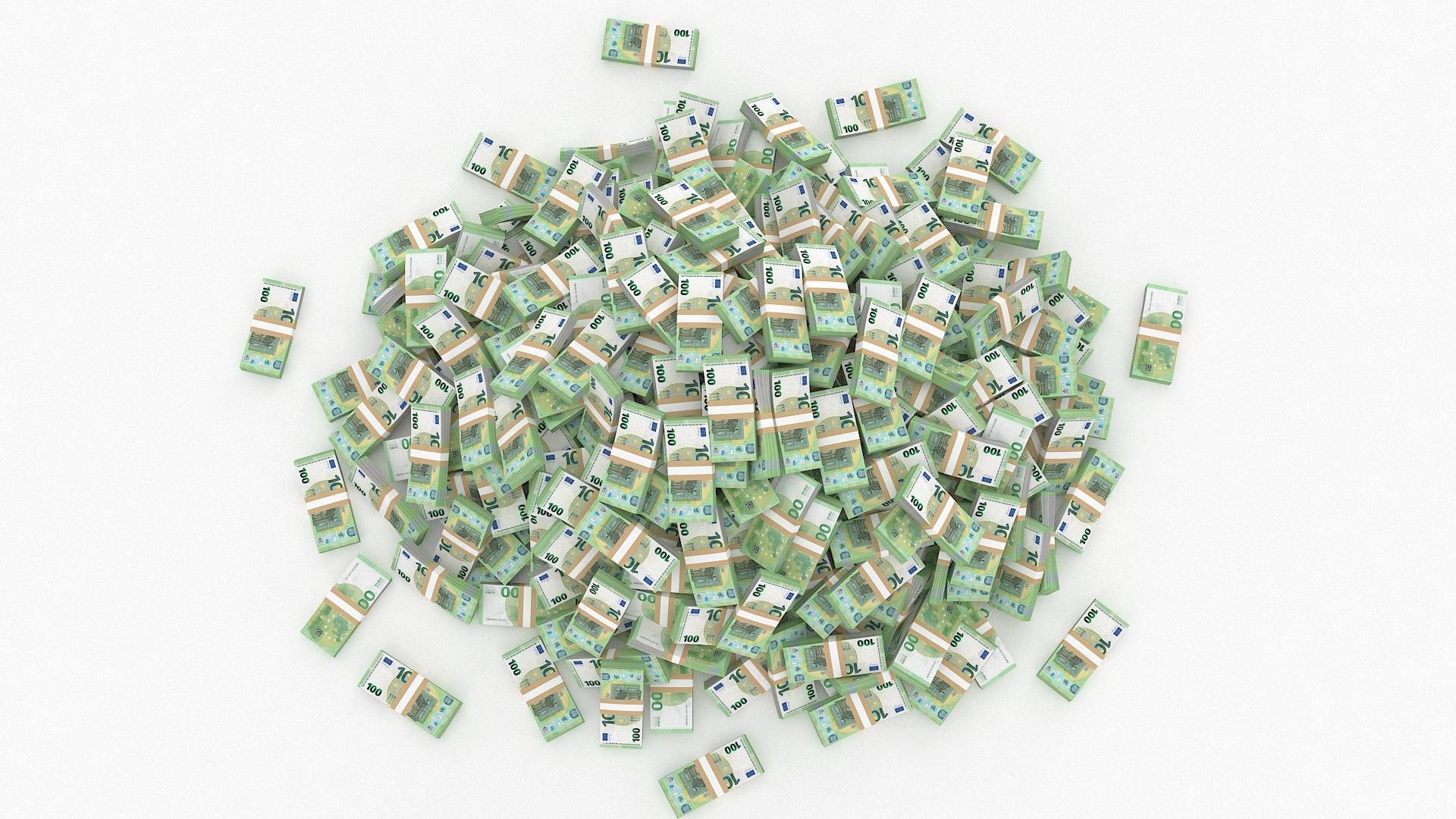 3D model 100 euros bill pile - TurboSquid 1647905