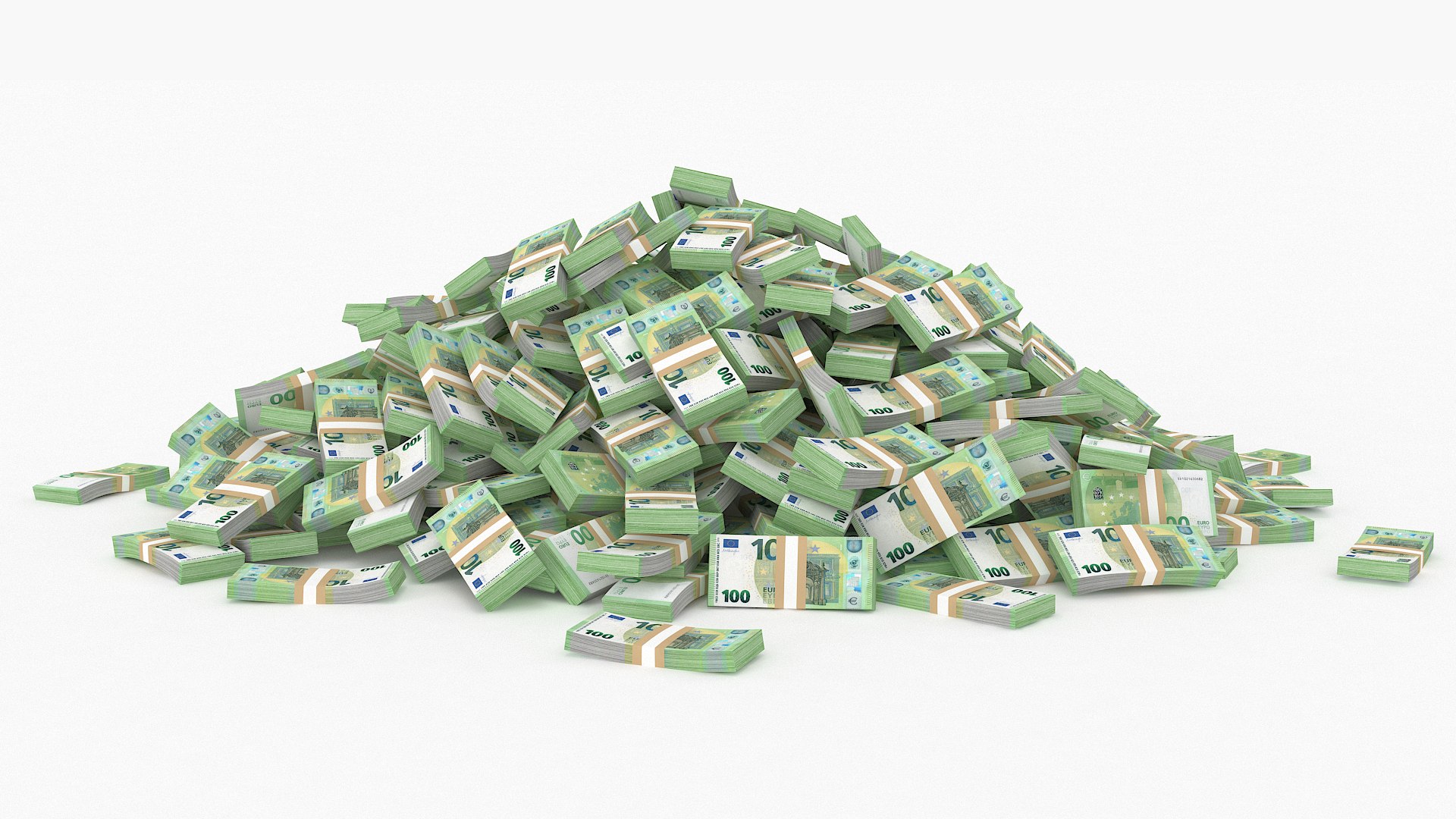 3D model 100 euros bill pile - TurboSquid 1647905