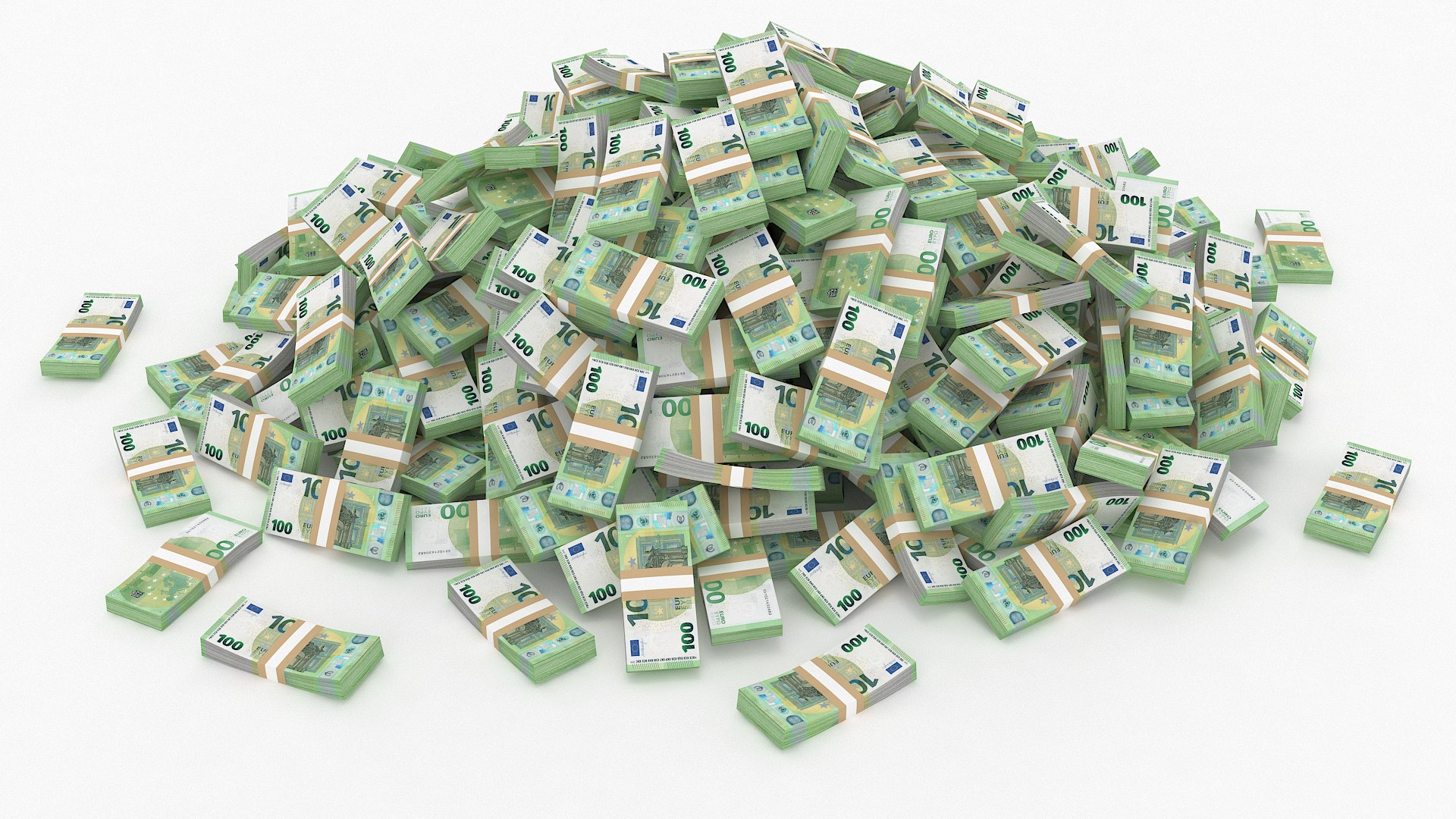 3D model 100 euros bill pile - TurboSquid 1647905