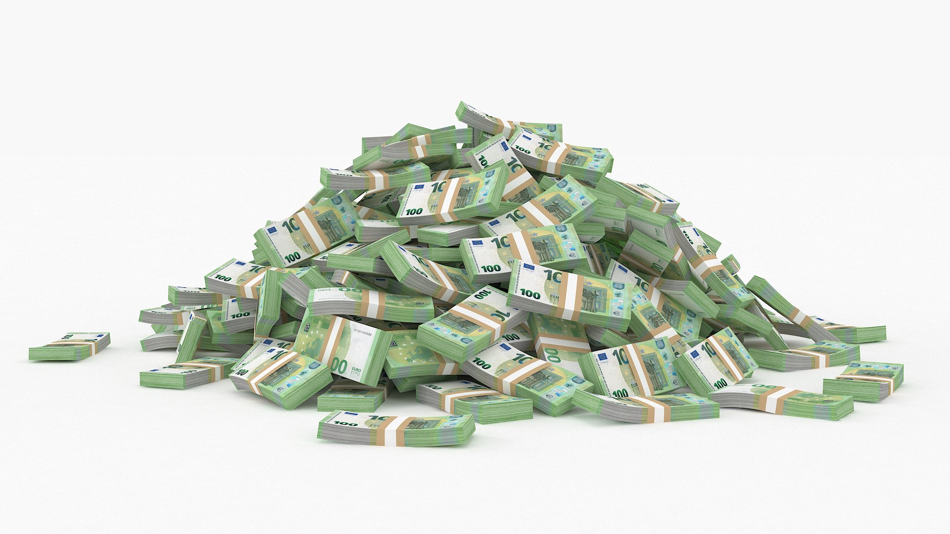3D model 100 euros bill pile - TurboSquid 1647905