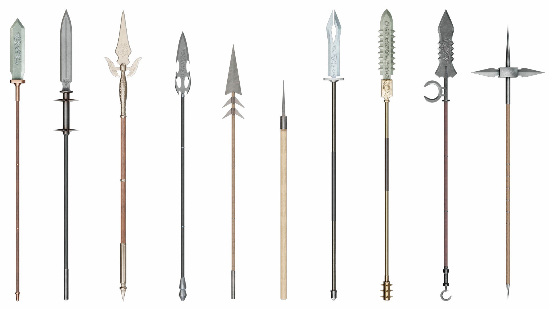 Collection of 10 fantasy spears 3D - TurboSquid 2090291