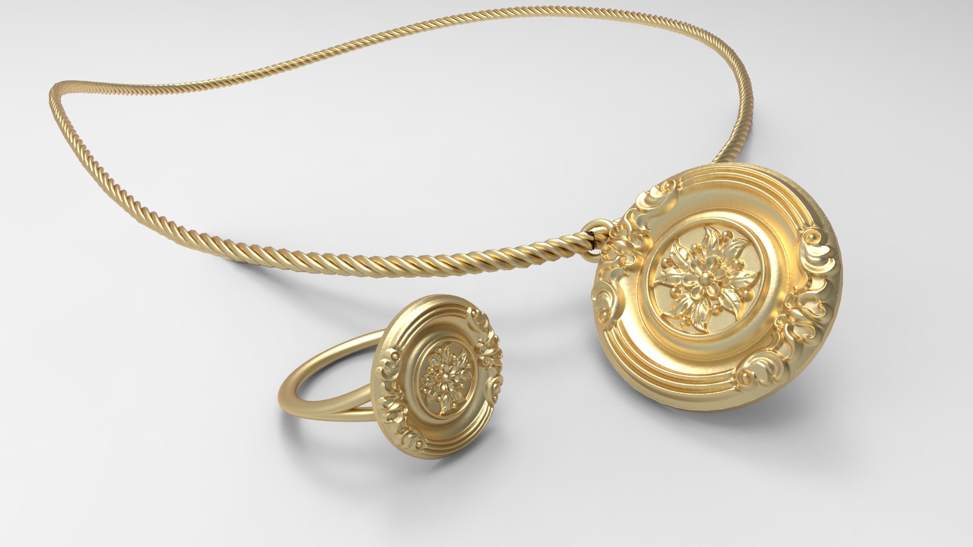 Gold Jewellery Set Design 3D Model - TurboSquid 1543943