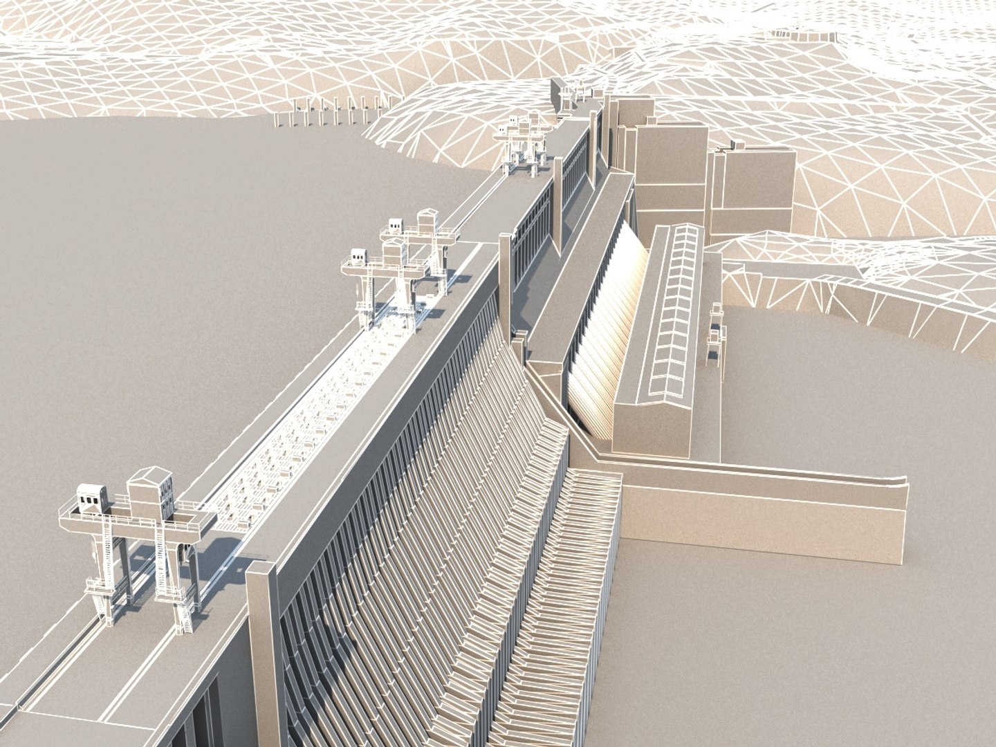 3D Model Three Gorges Hydroelectric Power Station - TurboSquid 2004354