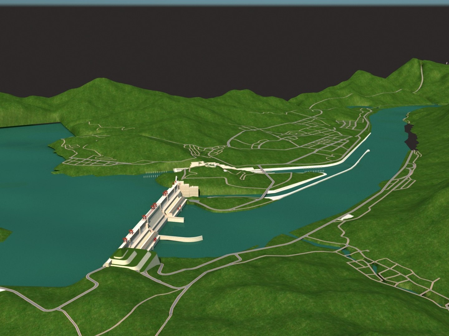 3D Model Three Gorges Hydroelectric Power Station - TurboSquid 2004354