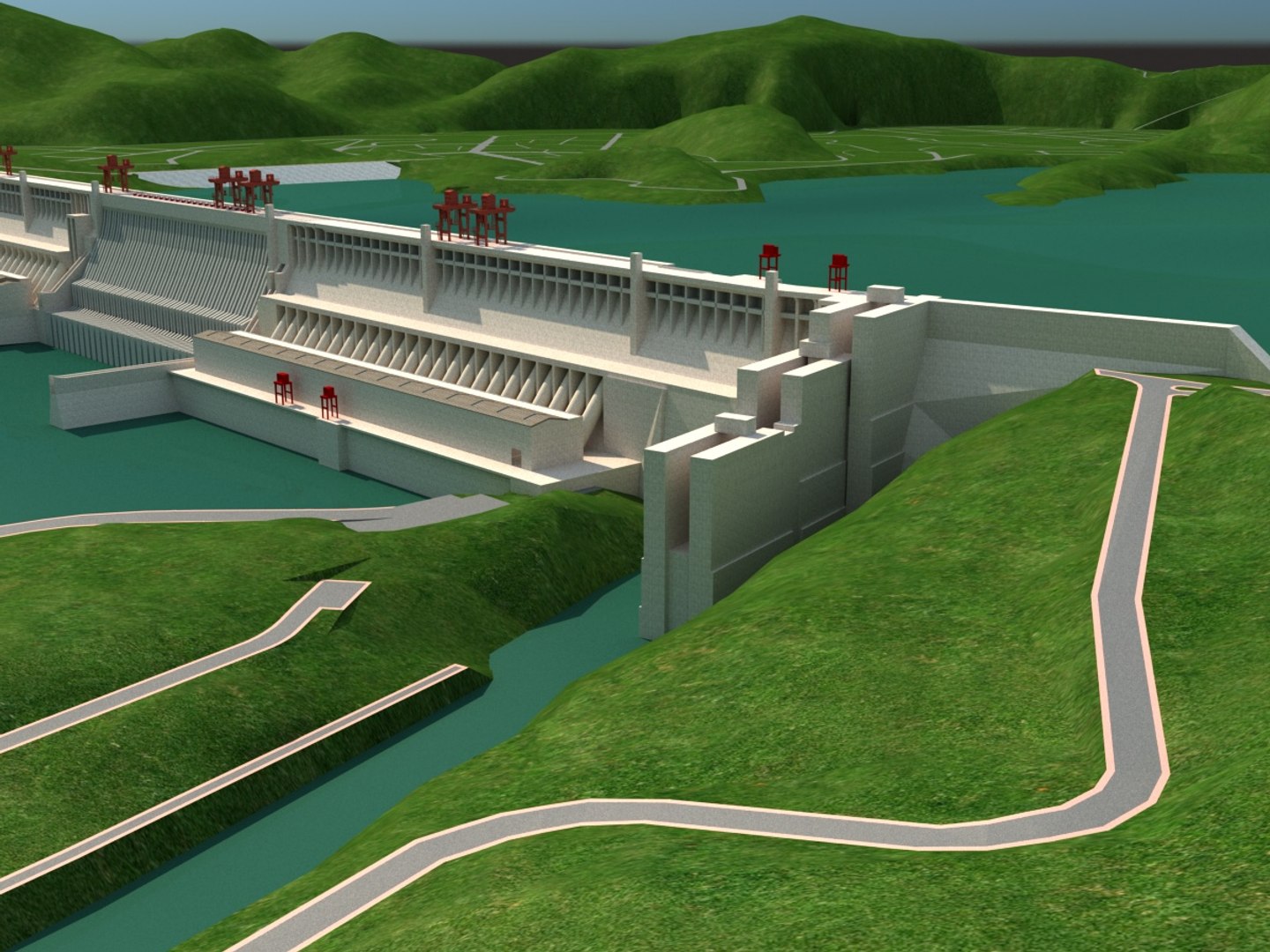 3D Model Three Gorges Hydroelectric Power Station - TurboSquid 2004354