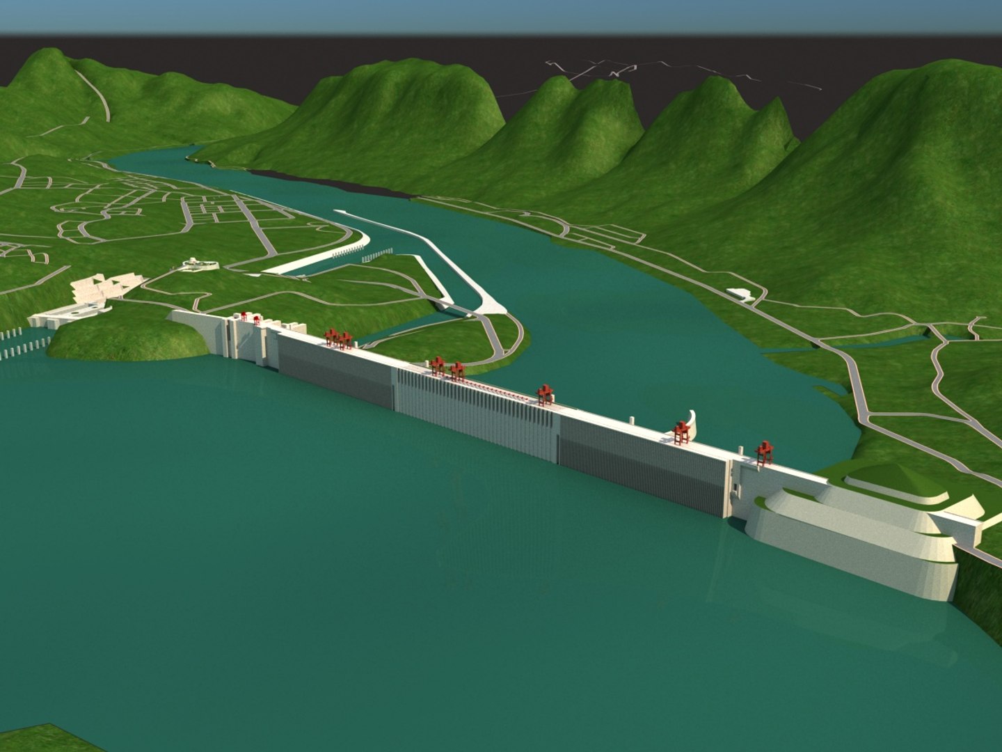 3D Model Three Gorges Hydroelectric Power Station - TurboSquid 2004354