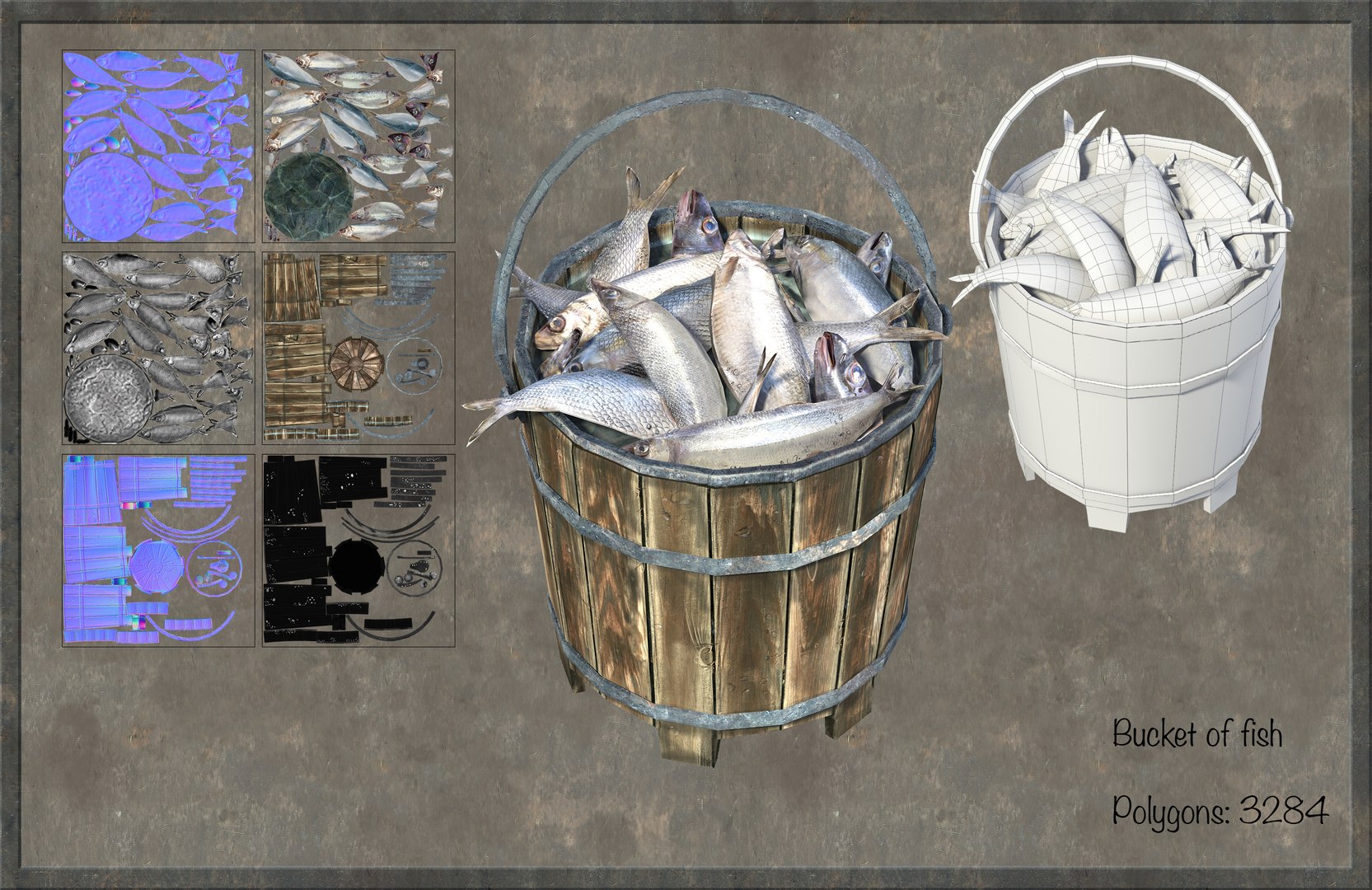 3d Model Bucket Fish