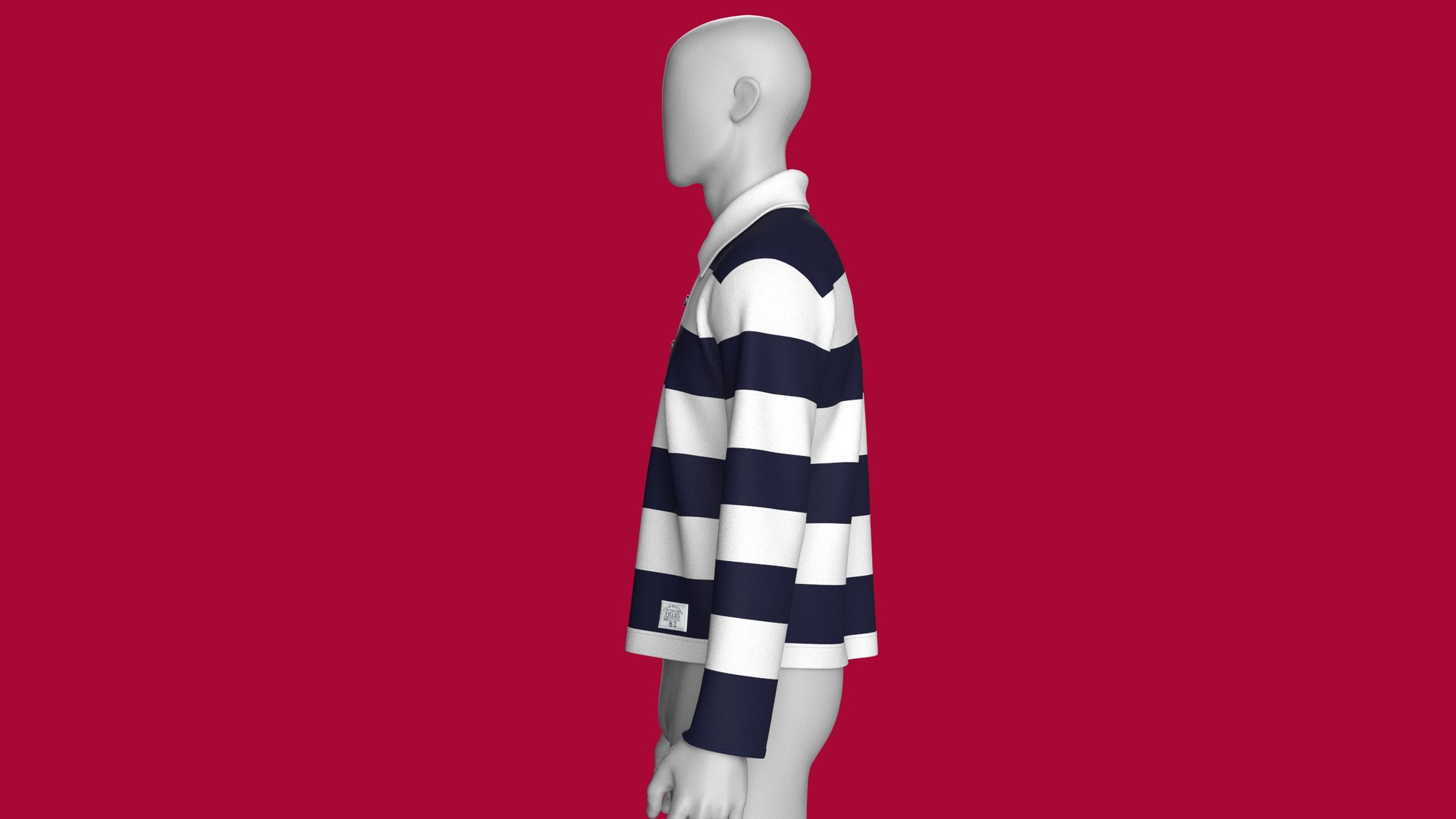 Men Long Sleeve Polo Sweatshirt With Patch 3D - TurboSquid 2513940