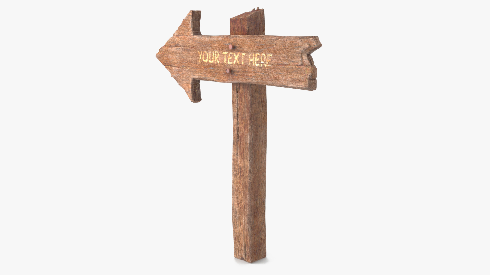 3D Old Wooden Arrow Signpost Mockup Model - TurboSquid 2113772