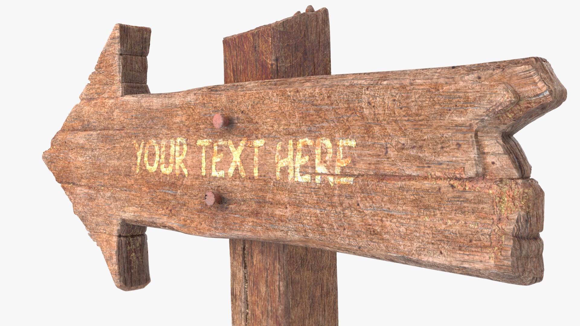 3D Old Wooden Arrow Signpost Mockup Model - TurboSquid 2113772