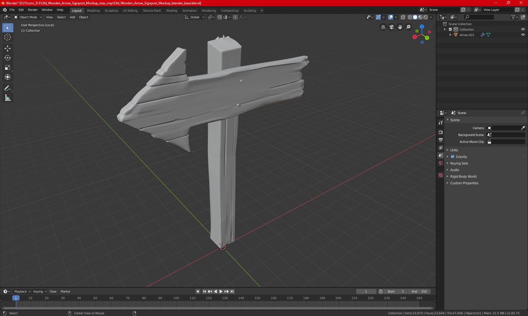 3D Old Wooden Arrow Signpost Mockup Model - TurboSquid 2113772