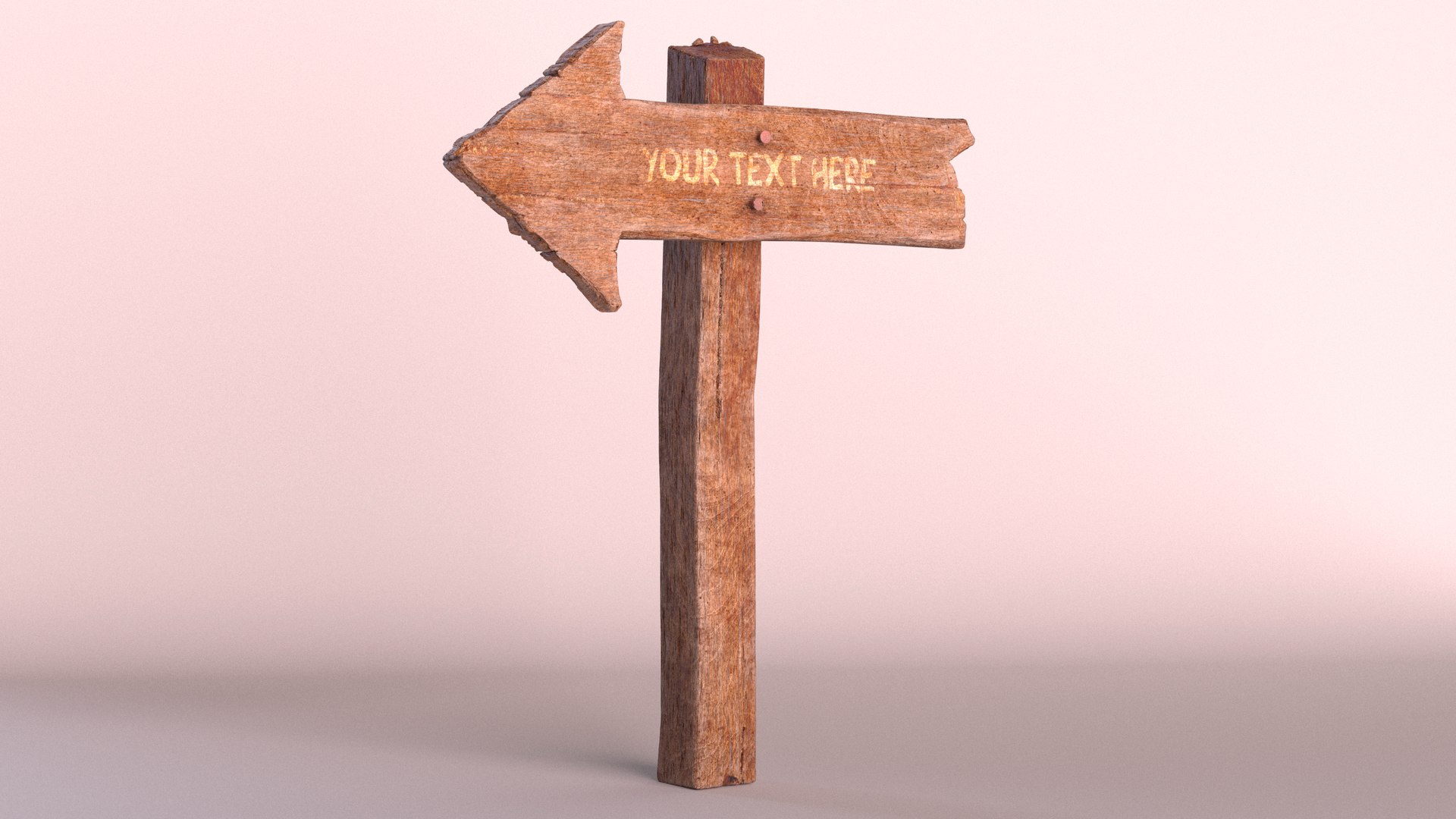 3D Old Wooden Arrow Signpost Mockup Model - TurboSquid 2113772