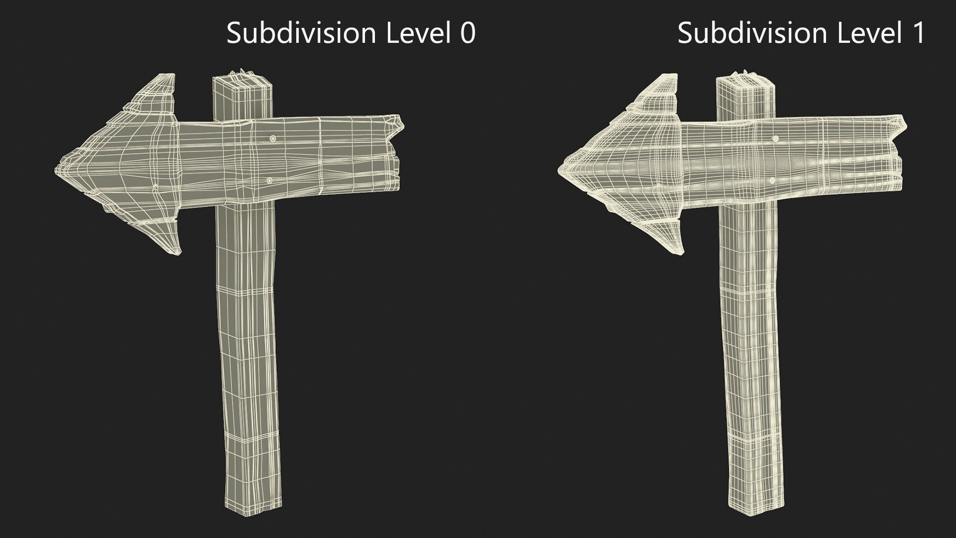 3D Old Wooden Arrow Signpost Mockup Model - TurboSquid 2113772