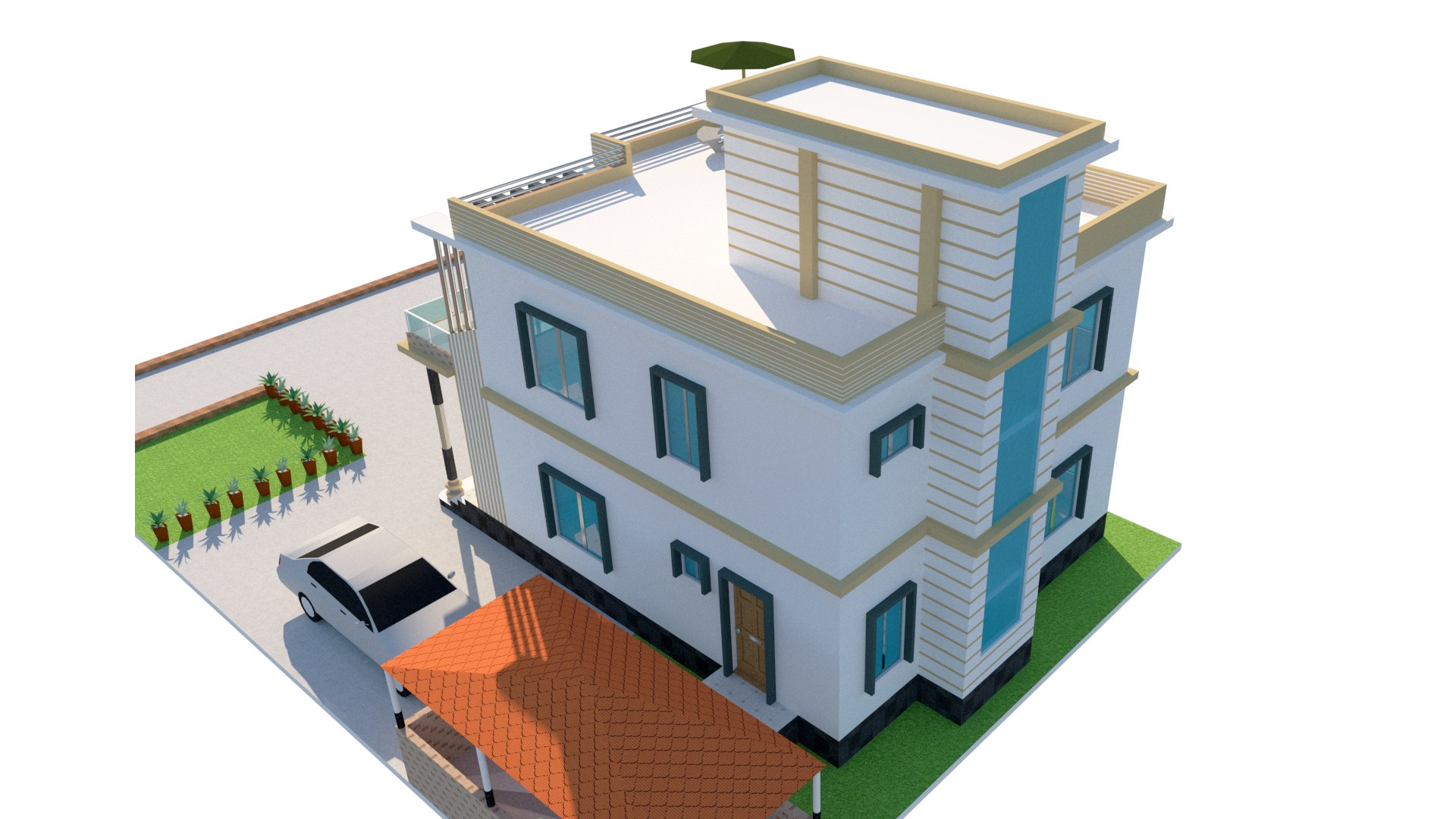 3D model 5 Bed Duplex House - TurboSquid 2112099