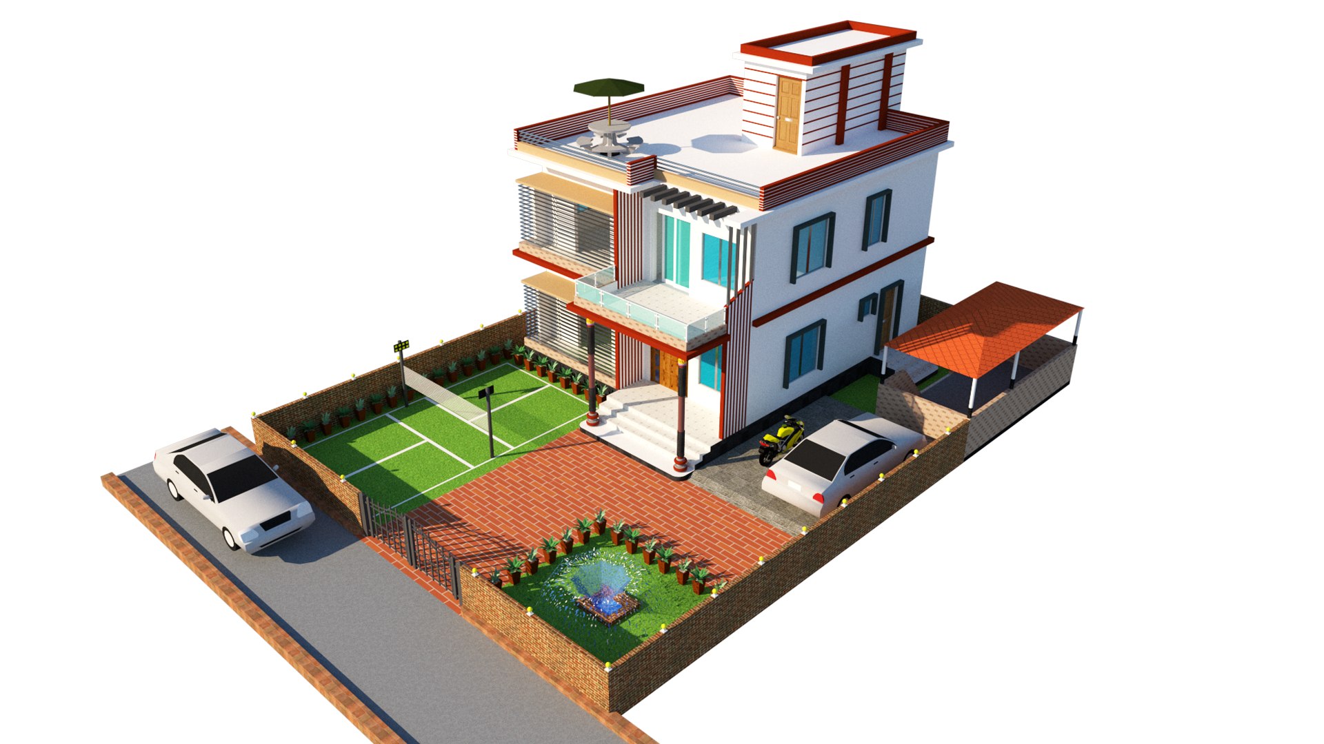 3D model 5 Bed Duplex House - TurboSquid 2112099