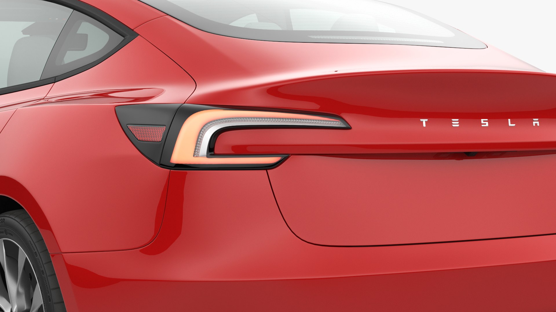3D Tesla Model 3 2024 Red Lights On Rigged For Cinema 4D Model ...