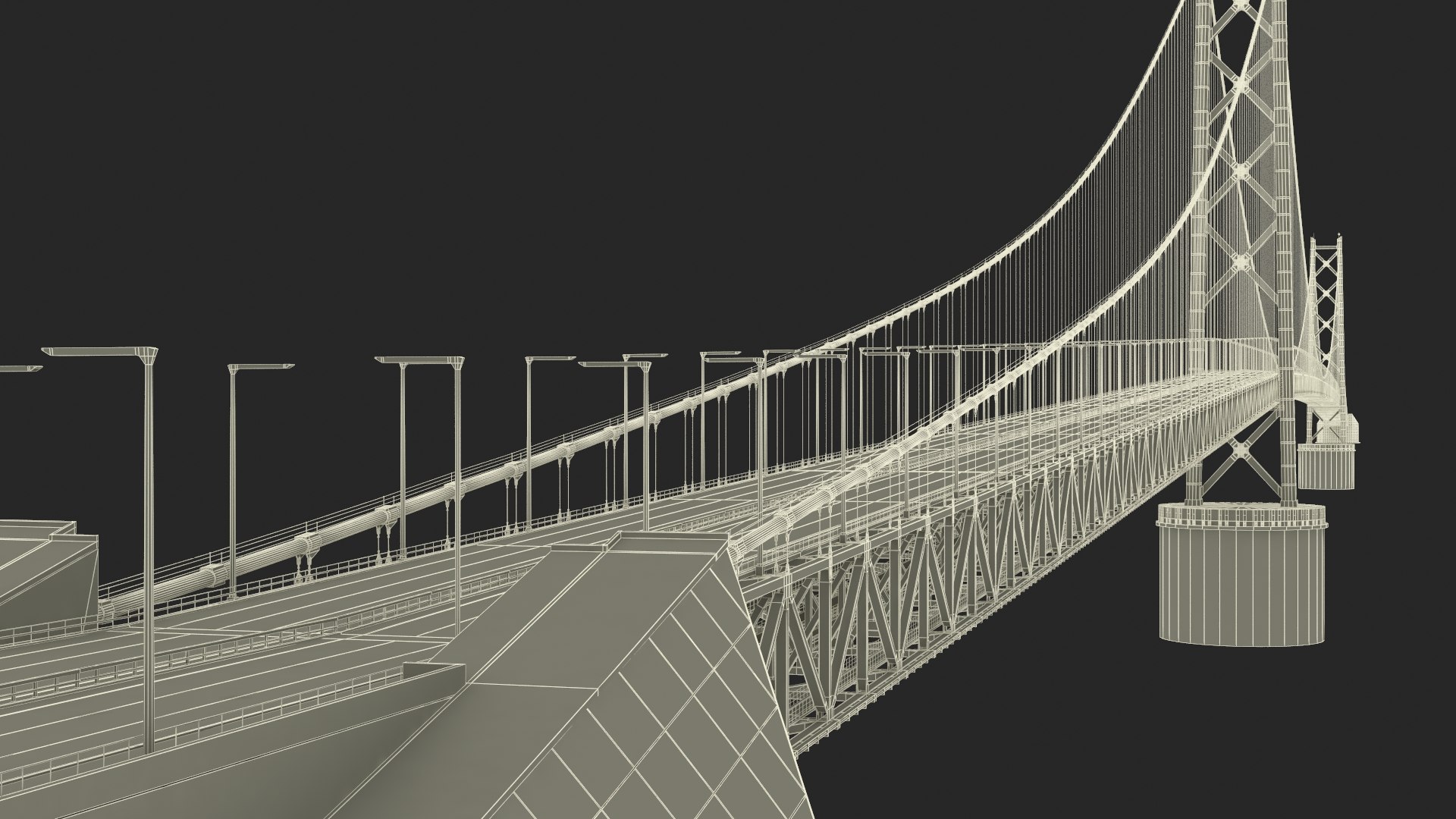 Suspension Bridge Akashi Kaiky Model - TurboSquid 2261395