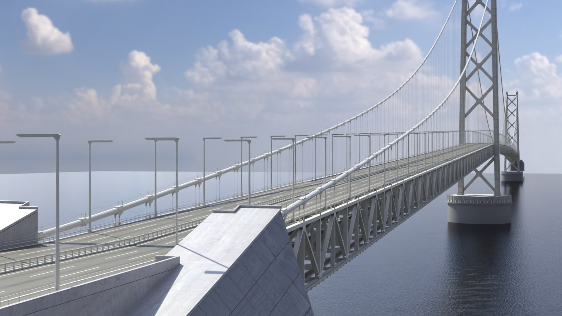 Suspension Bridge Akashi Kaiky Model - TurboSquid 2261395