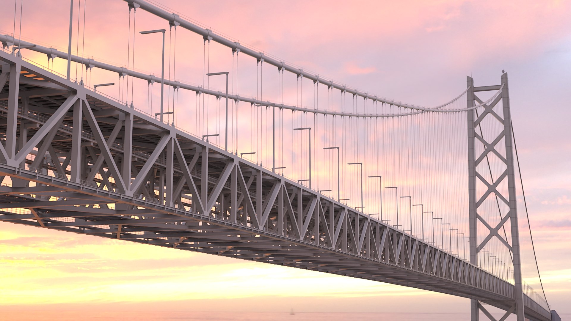 Suspension Bridge Akashi Kaiky Model - TurboSquid 2261395