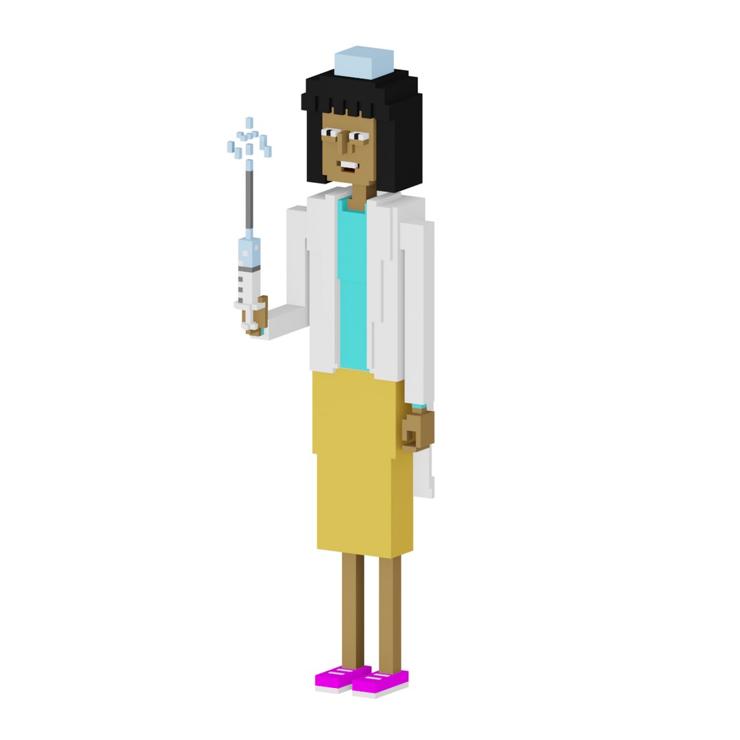 8 Bit Low Poly Female Doctor Cartoon Character With A Syringe 3D Model ...