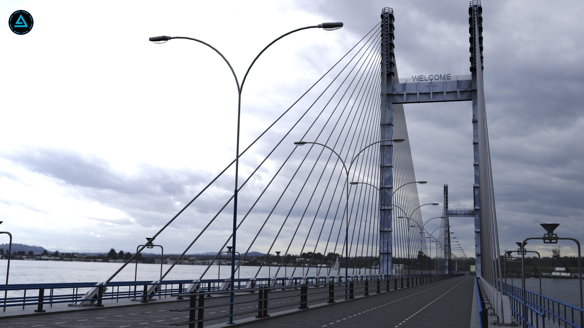 3D Model Cable Stayed Bridge - TurboSquid 1915256