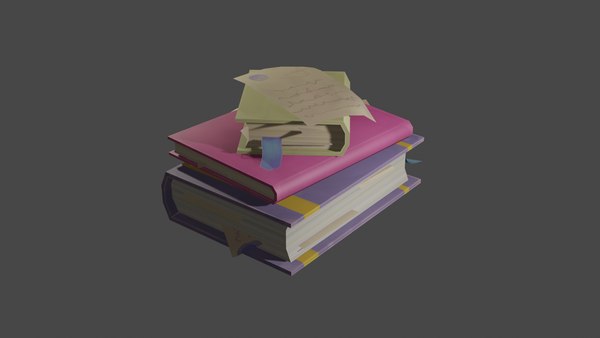 modelo 3d Libros de dibujos animados estilizados con textura de pintura ...