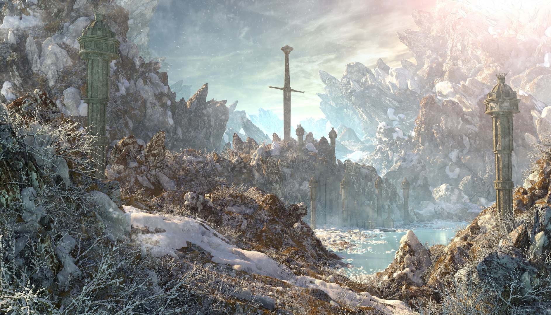 3D Model Winter Sword Temple Environment - TurboSquid 2014283