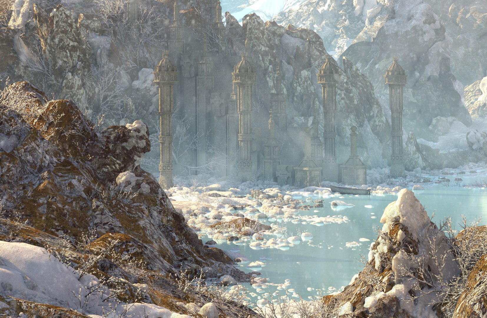 3D Model Winter Sword Temple Environment - TurboSquid 2014283