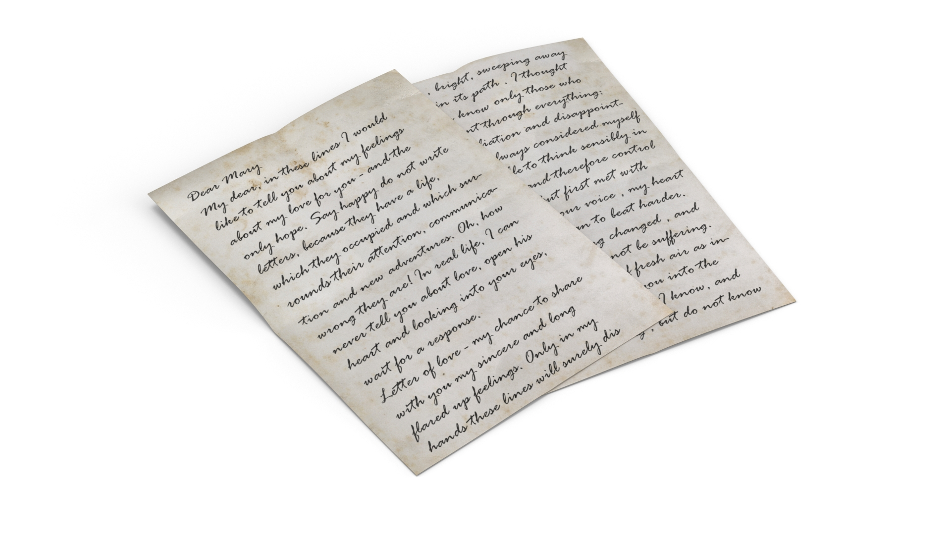Vintage Handwritten Letters 3D Model - TurboSquid 2195819