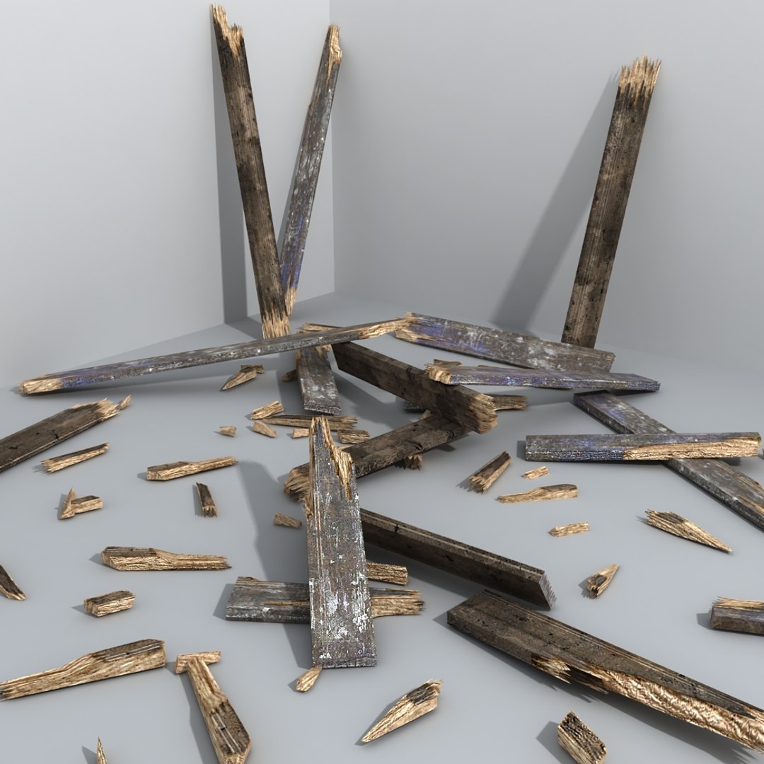 Wooden Plank Debris Damaged 3d 3ds