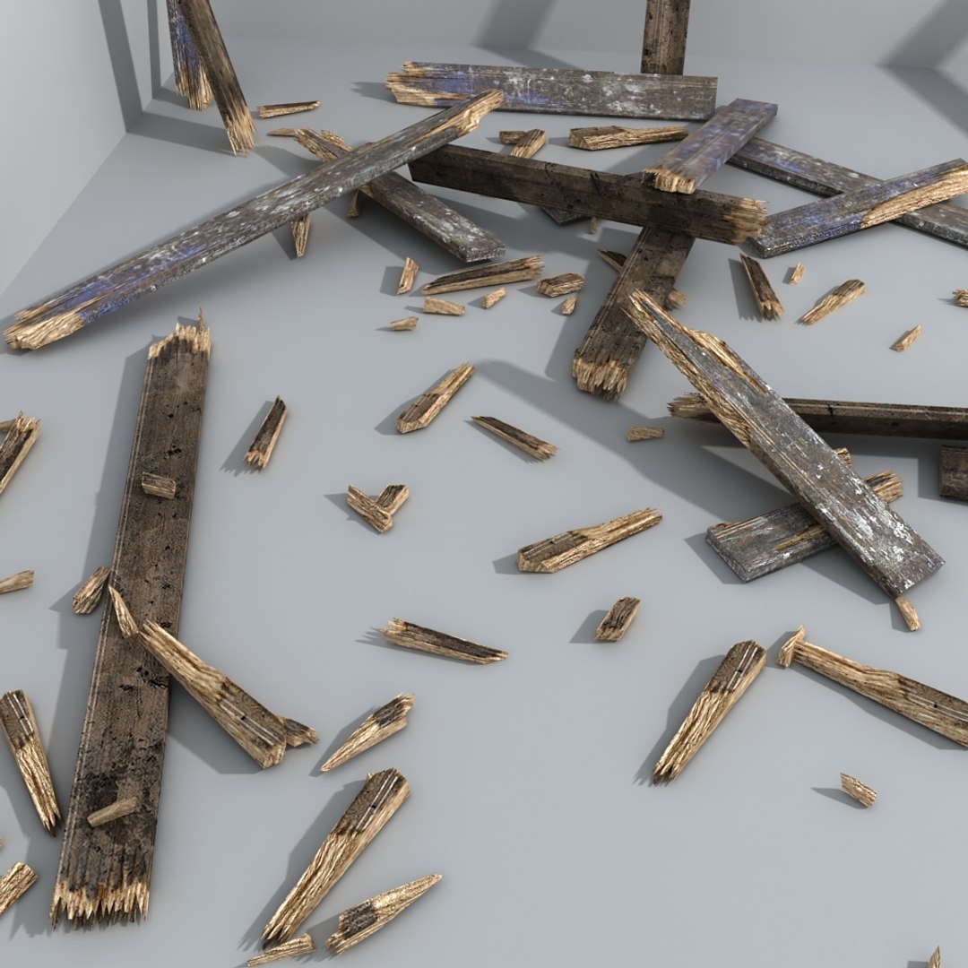 Wooden Plank Debris Damaged 3d 3ds