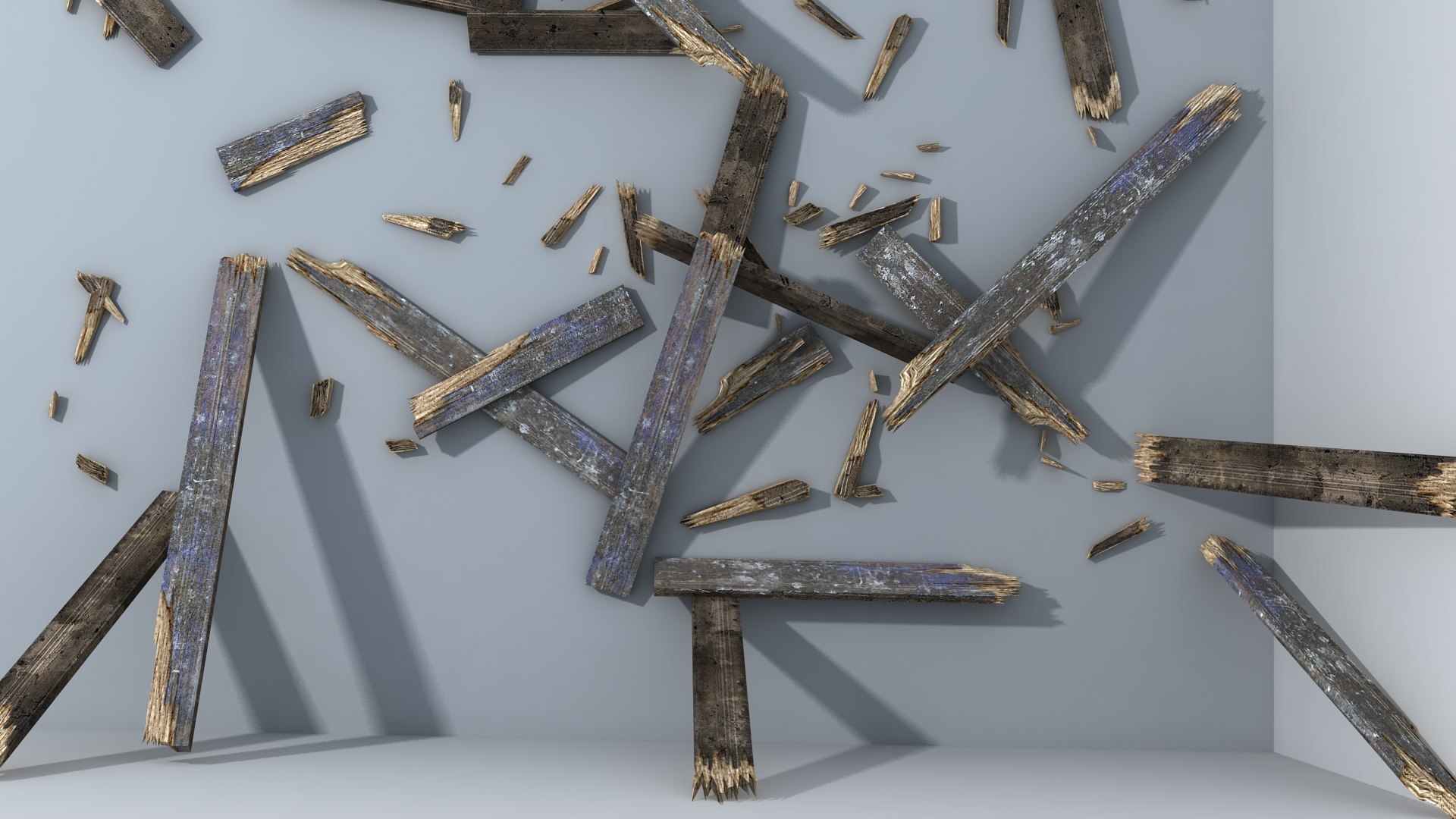 Wooden Plank Debris Damaged 3d 3ds