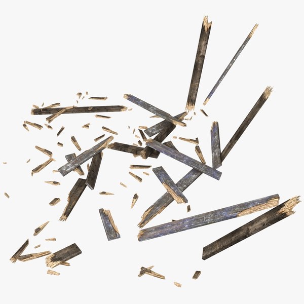 3d model damaged wooden planks