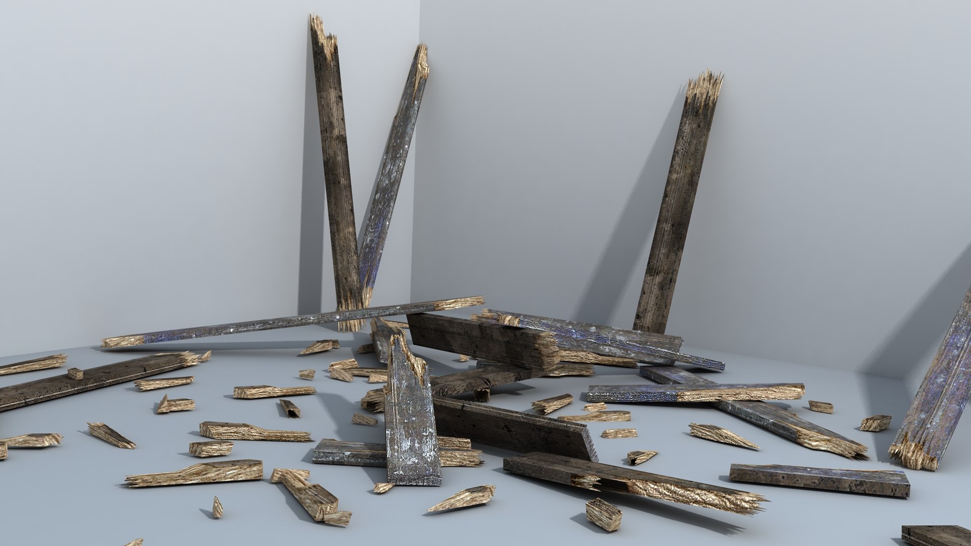 Wooden Plank Debris Damaged 3d 3ds