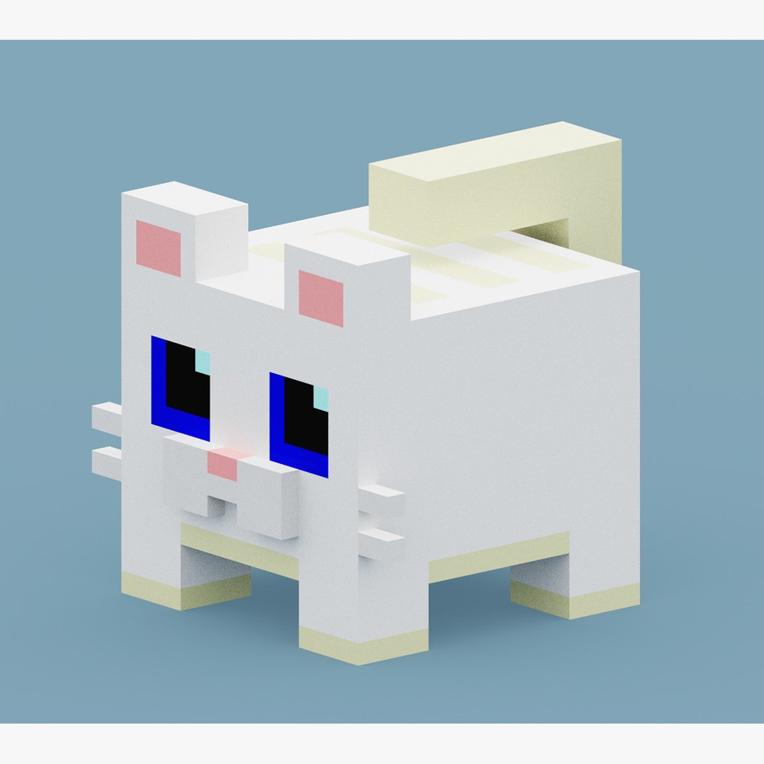 3D Voxel White Cat Model - TurboSquid 1979165