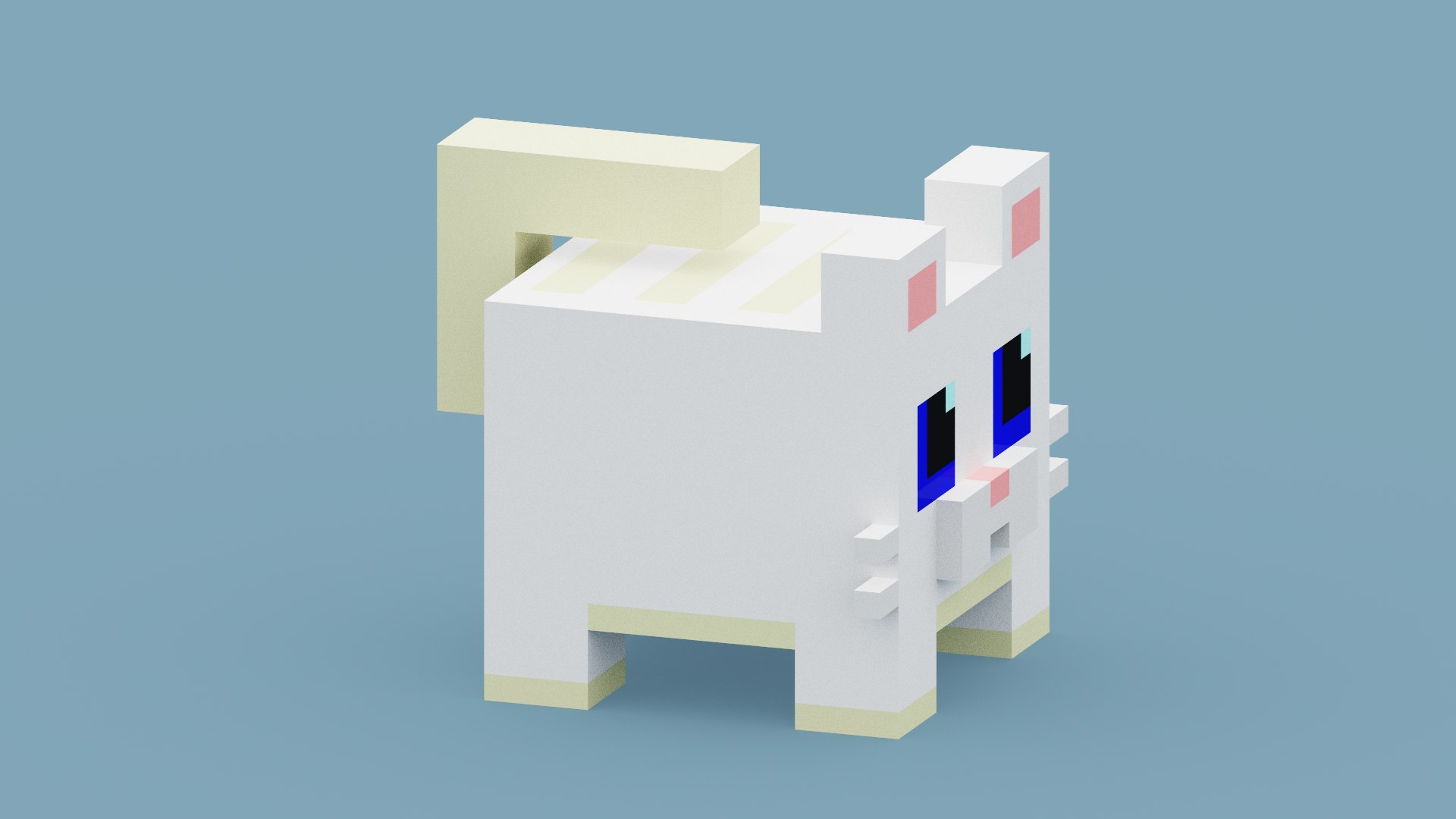 3D Voxel White Cat Model - TurboSquid 1979165