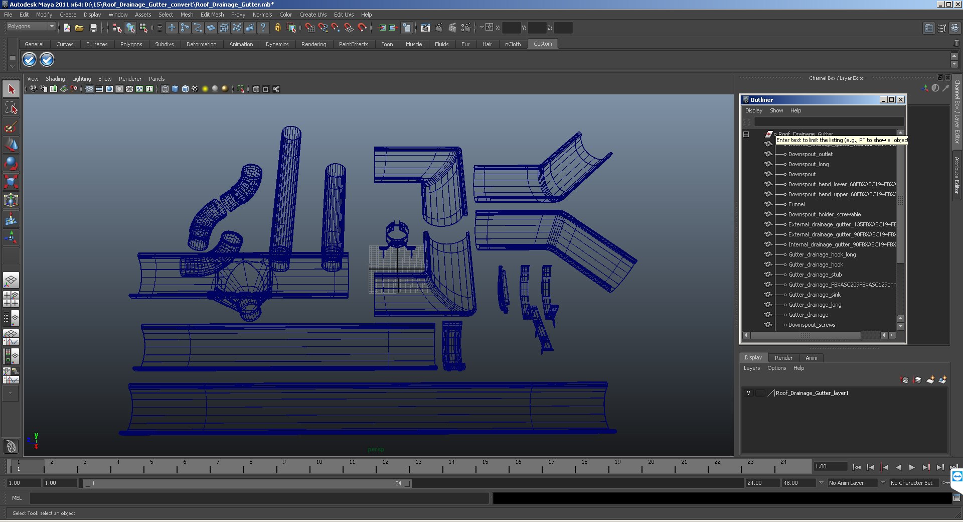 3D Roof Drainage Gutter Model - TurboSquid 1278354