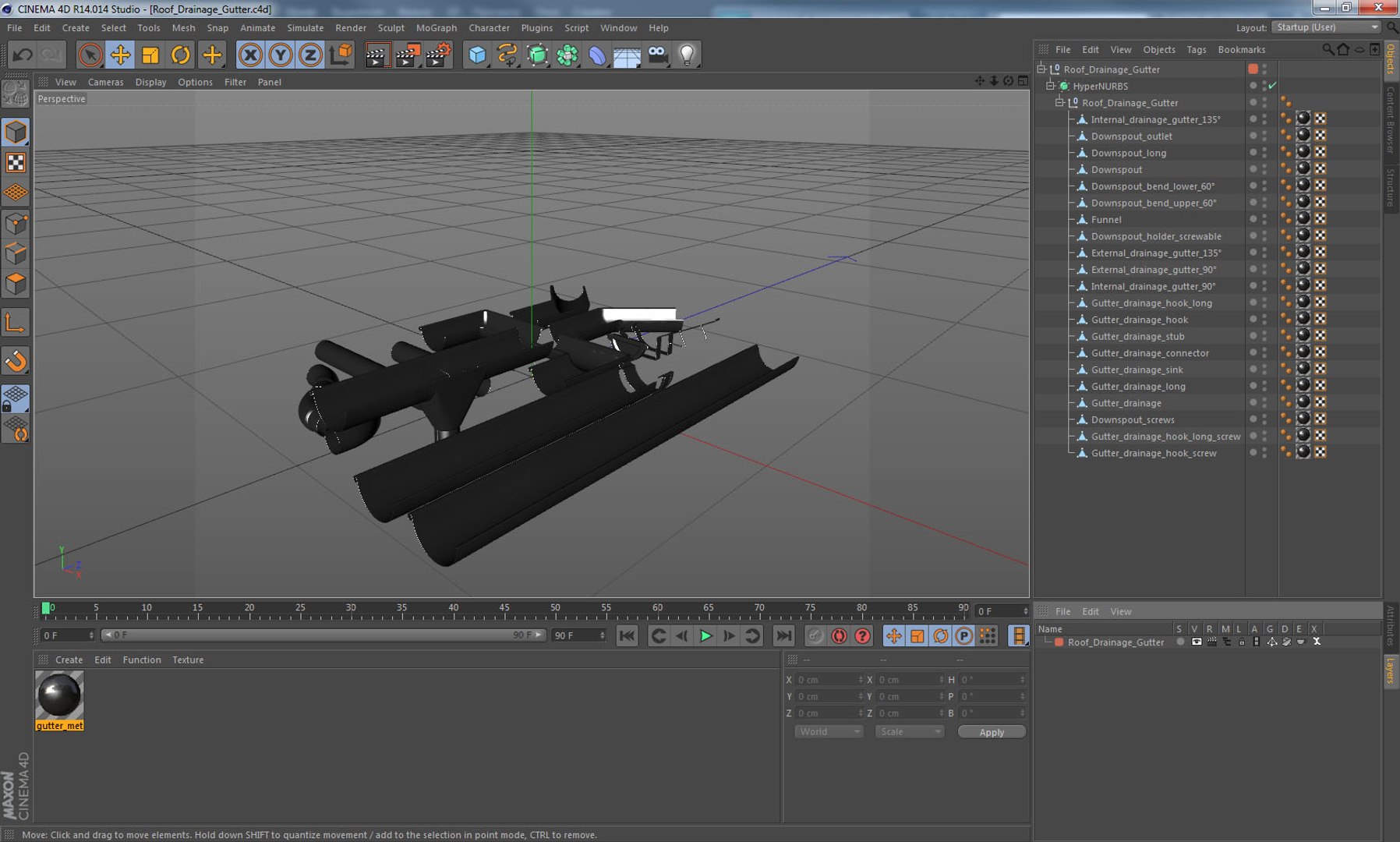 3D Roof Drainage Gutter Model - TurboSquid 1278354