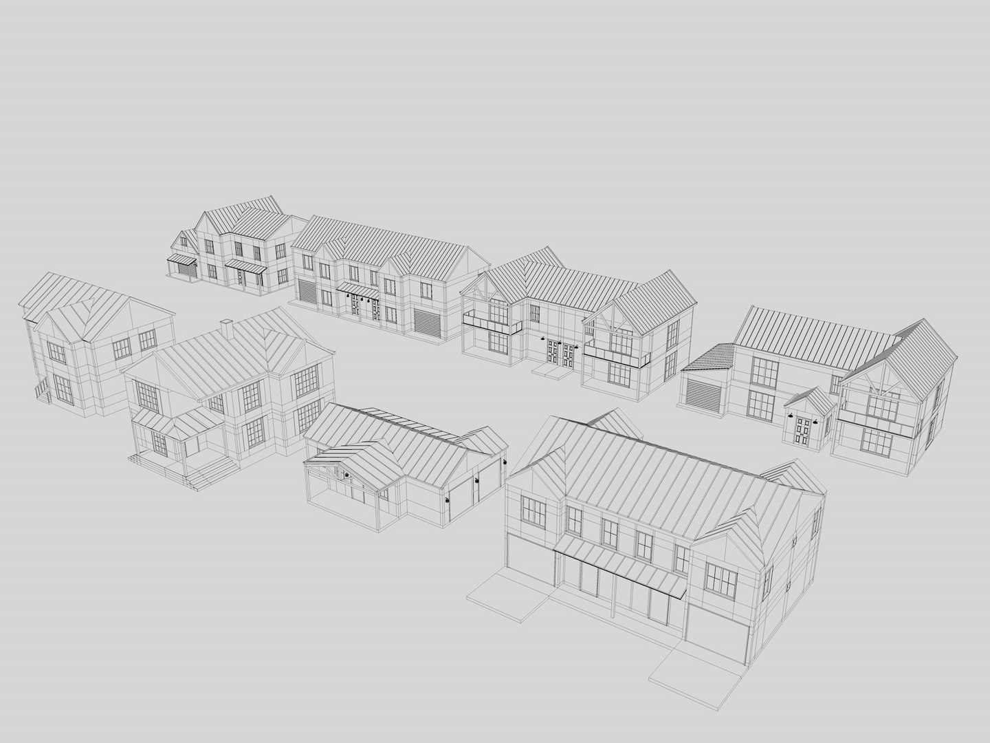 Modern Residential Houses 3D Model - TurboSquid 2193956