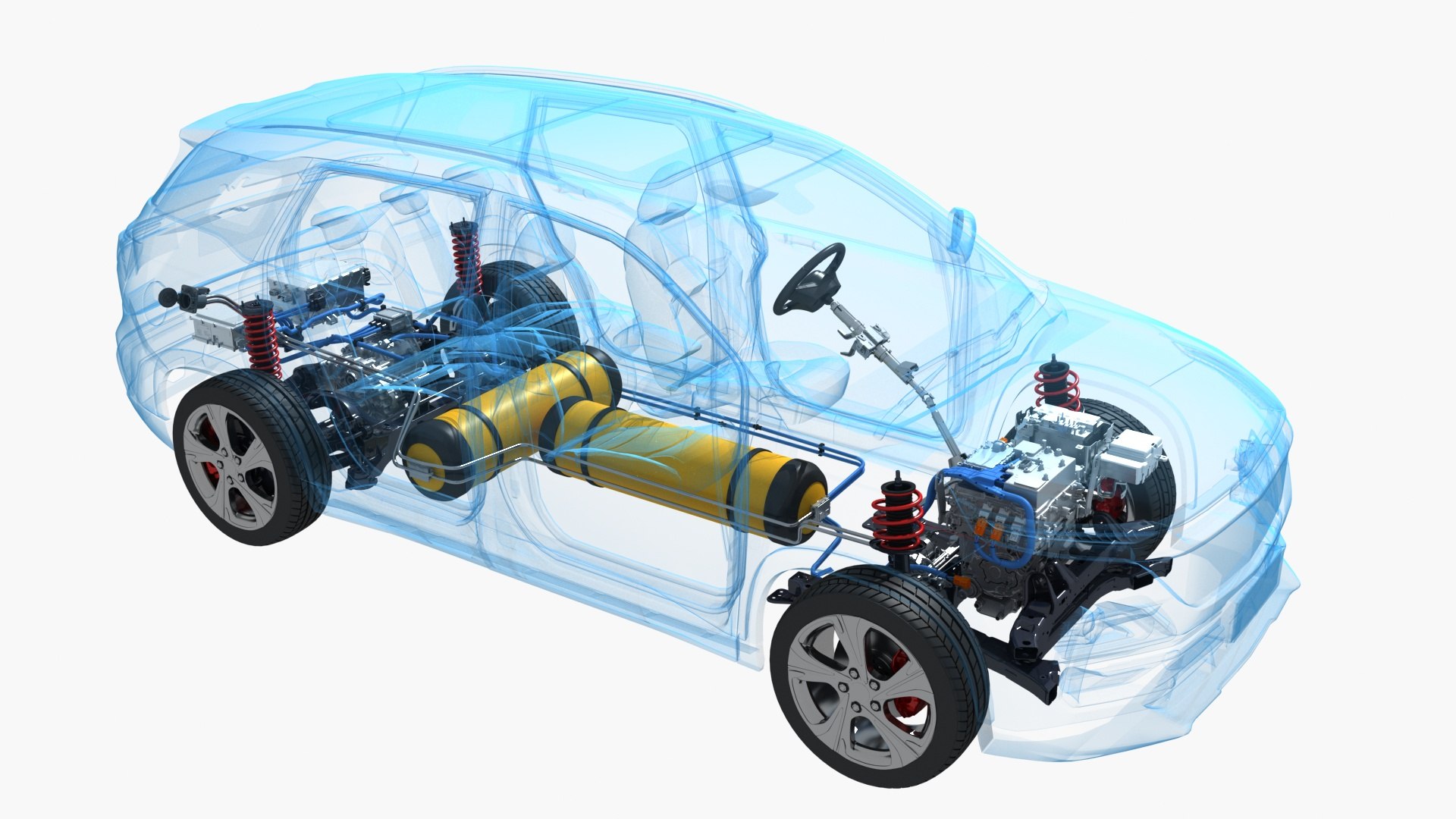 Hydrogen Car Chassis X-Ray And Hydrogen SUV Chassis X-Ray Model - TurboSquid 2148403