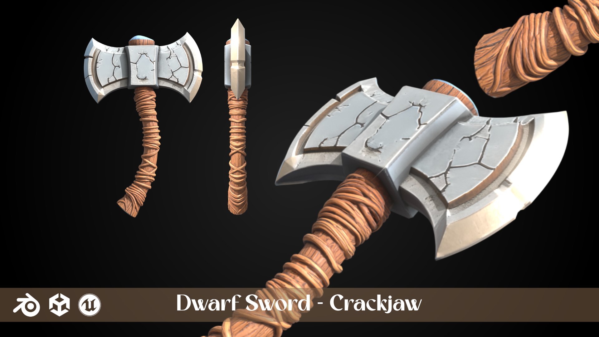 Stylized Dwarf Sword - Crackjaw - Game Ready Model - TurboSquid 2438674