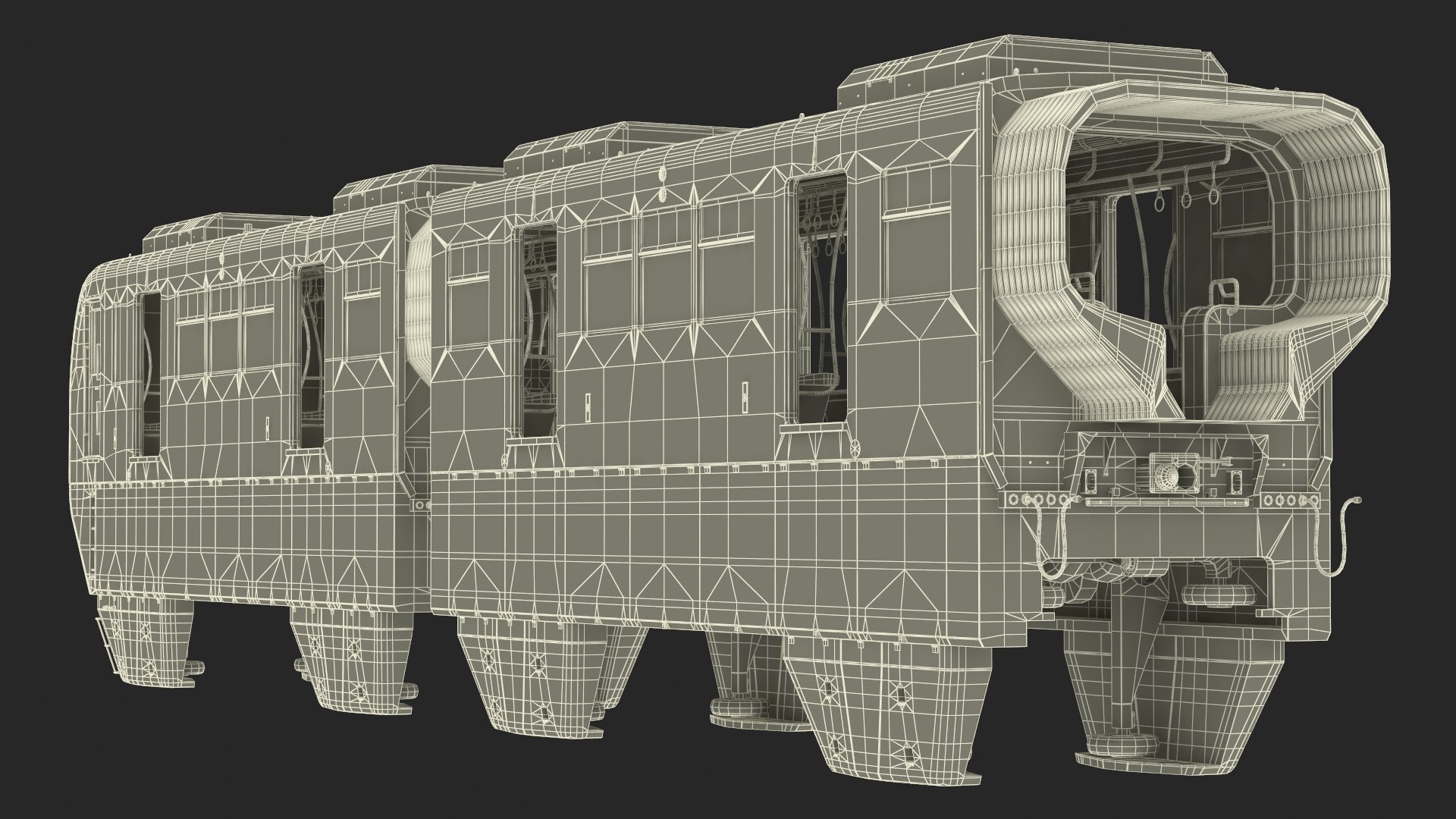 3D model Chongqing Monorail Train Head and Passenger Cars Rigged ...