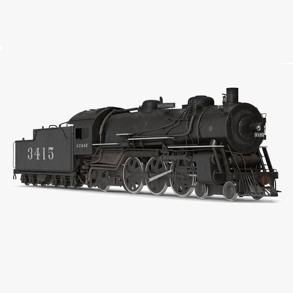 Locomotiva a vapor vintage ATSF 3415 preparada para cinema 4D Modelo 3D - TurboSquid 2319954