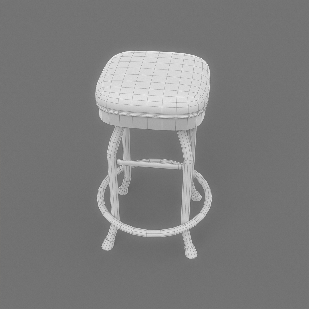 Vintage Bar Stool Game Ready 3D Model - TurboSquid 1883334