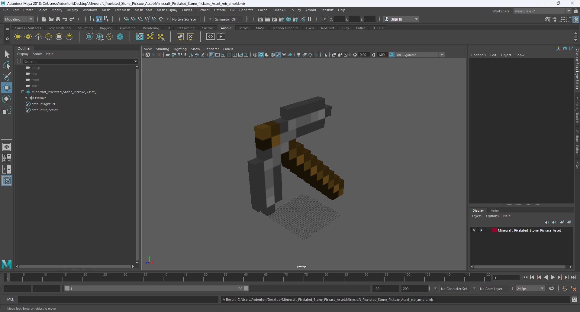 3D Minecraft Pixelated Stone Pickaxe Asset - TurboSquid 2293973