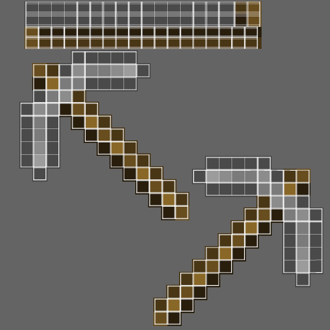3D Minecraft Pixelated Stone Pickaxe Asset - TurboSquid 2293973