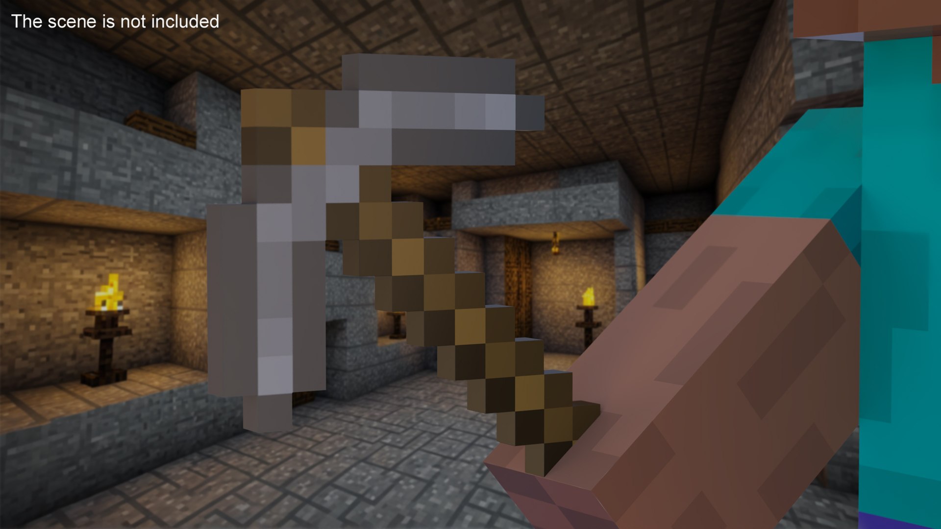 3D Minecraft Pixelated Stone Pickaxe Asset - TurboSquid 2293973